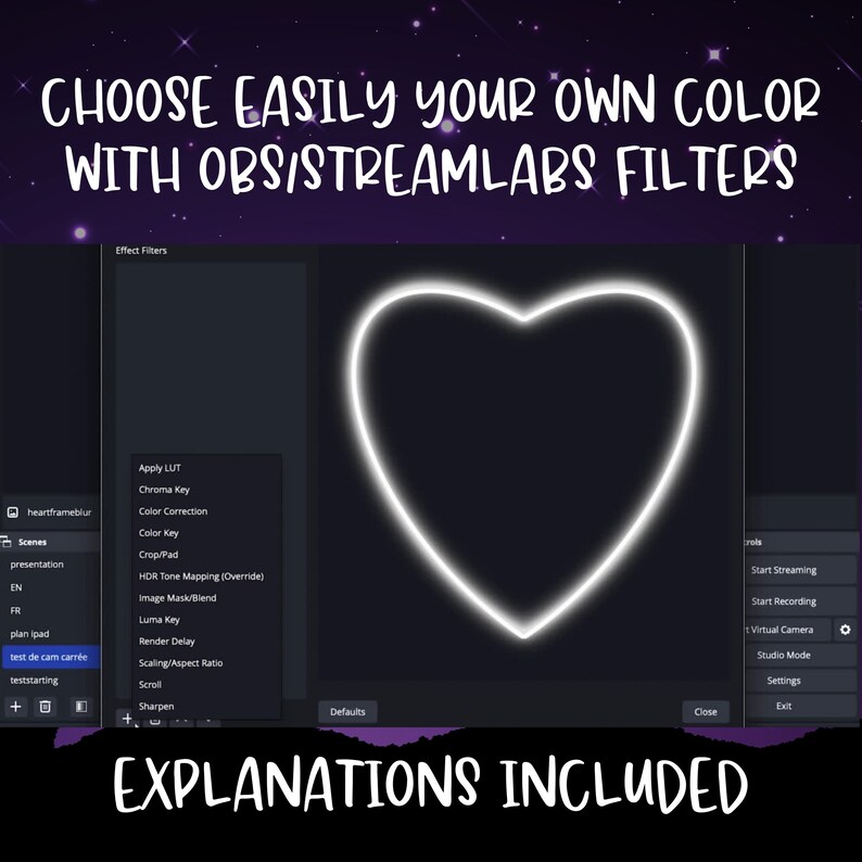 6 Static Neon Blur Webcam Overlays Customizable Colors for OBS and ...