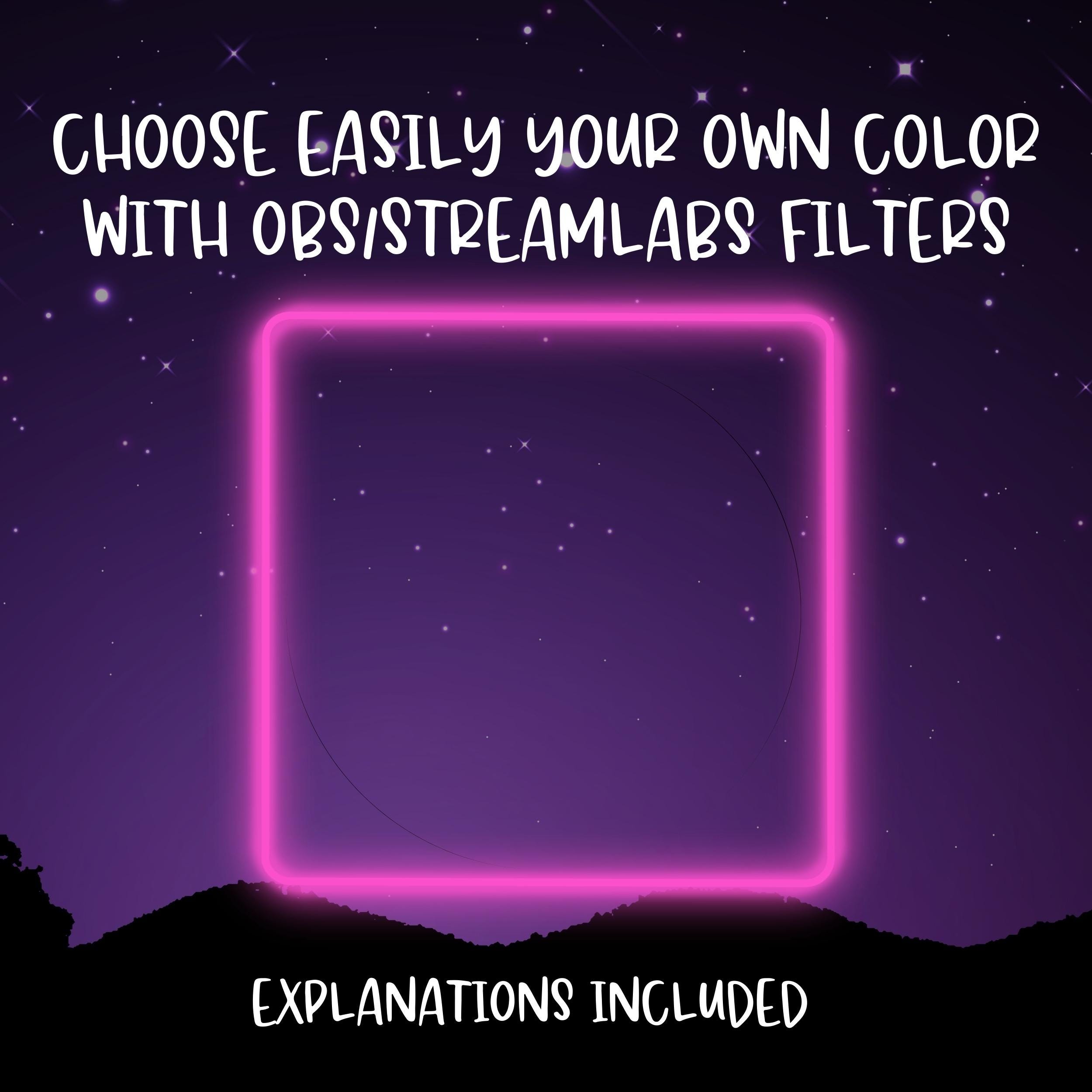 Static Neon Square Webcam Overlay for Streaming, Twitch, Kick, OBS ...