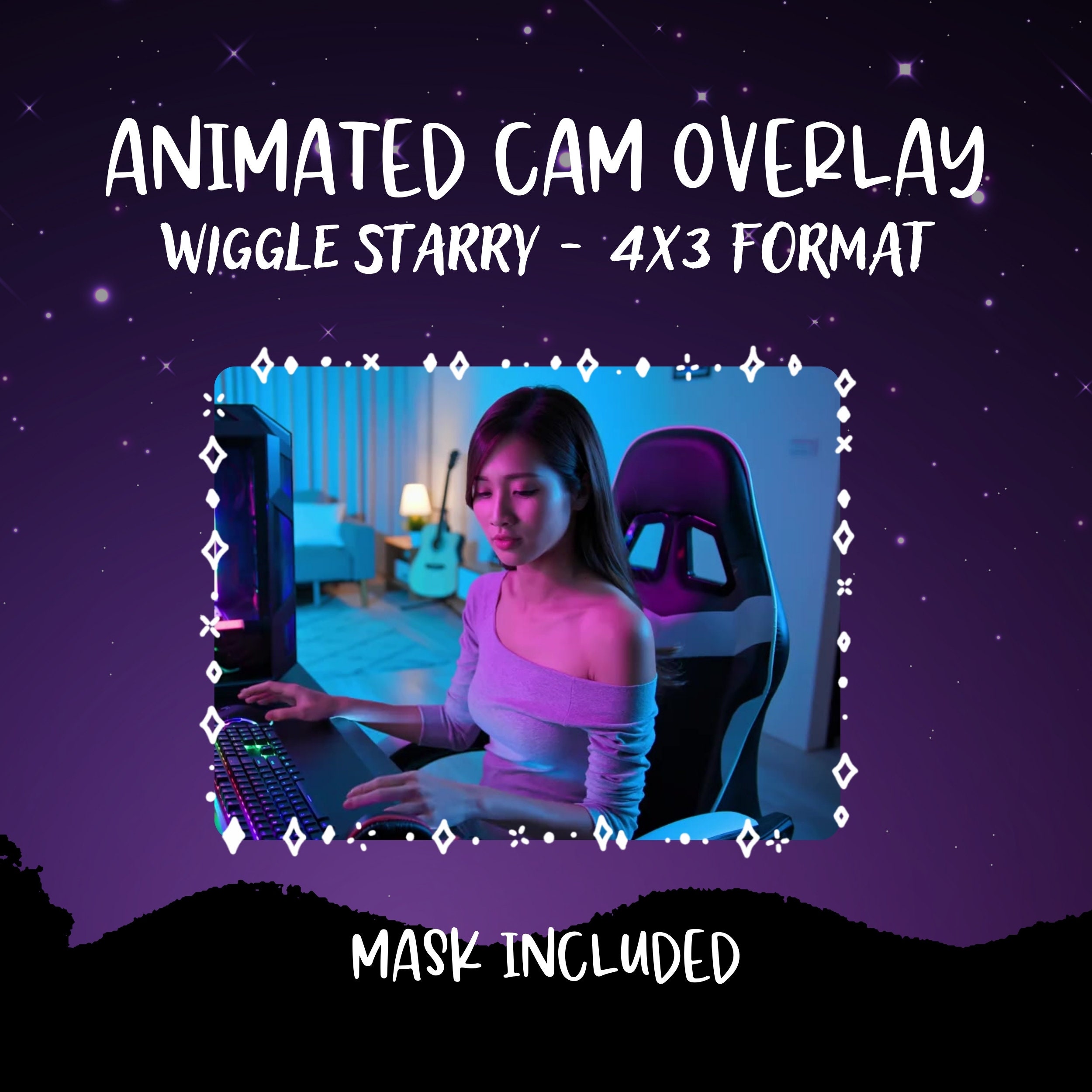 Webcam Overlay Starry Animated Frame for Streaming in 4x3 Format - Etsy