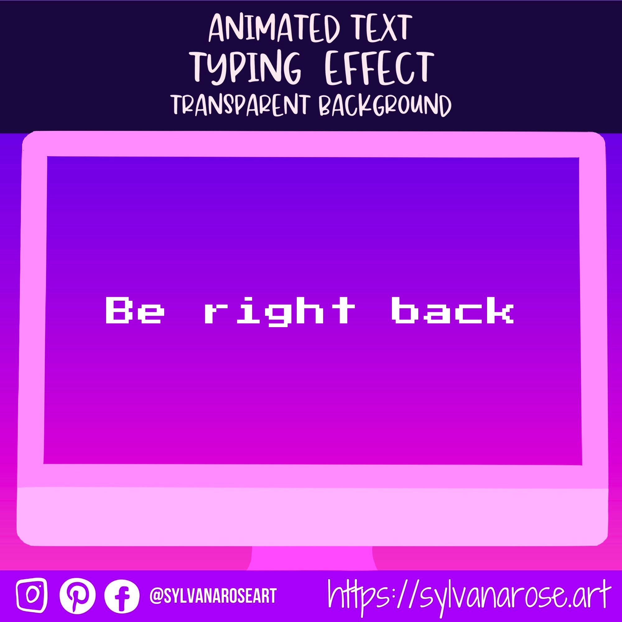 Retro Animated Stream Screen Text - "starting Soon" - "be Right Back ...