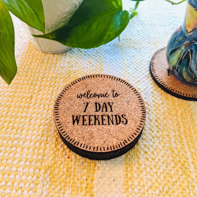 Retirement Themed Cork Drink Coaster Set, Ecofriendly Cork, Gift for ...