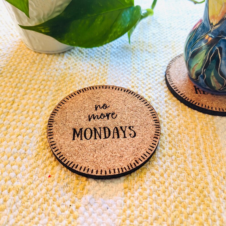 Retirement Themed Cork Drink Coaster Set, Ecofriendly Cork, Gift for ...