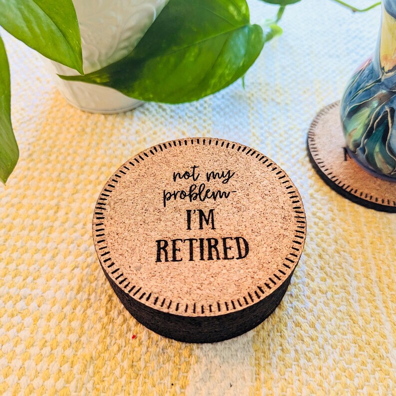 Retirement Themed Cork Drink Coaster Set, Ecofriendly Cork, Gift for ...