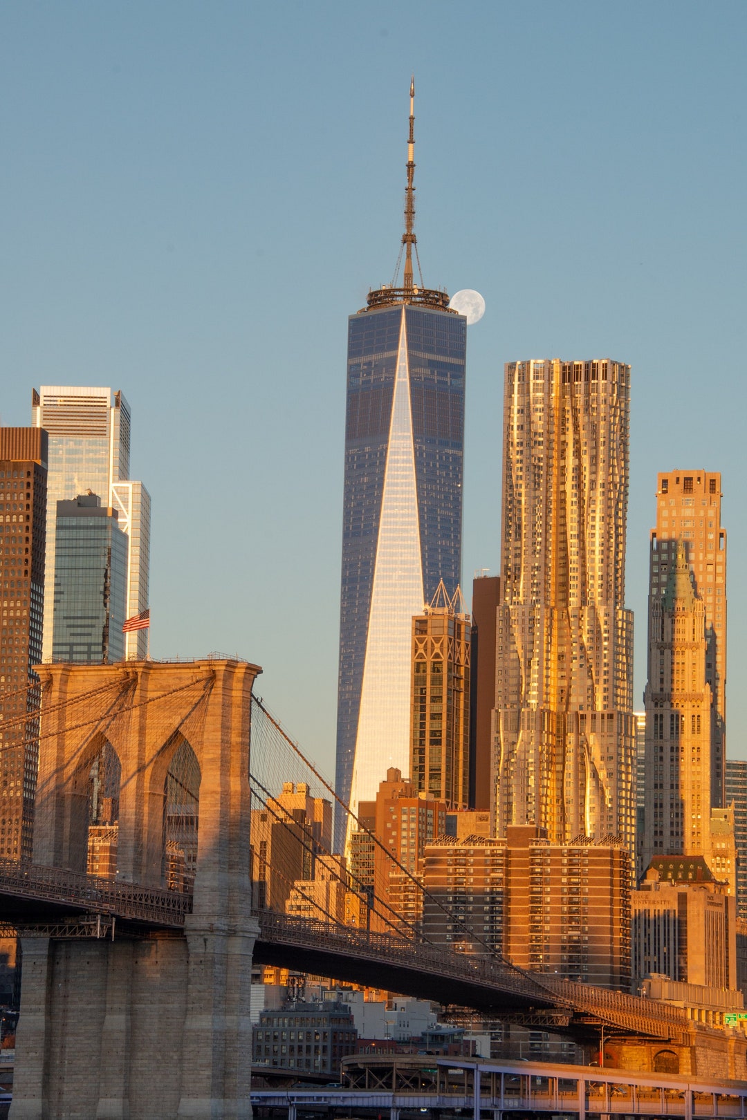 DUMBO Brooklyn Sunrise With Moon - Etsy