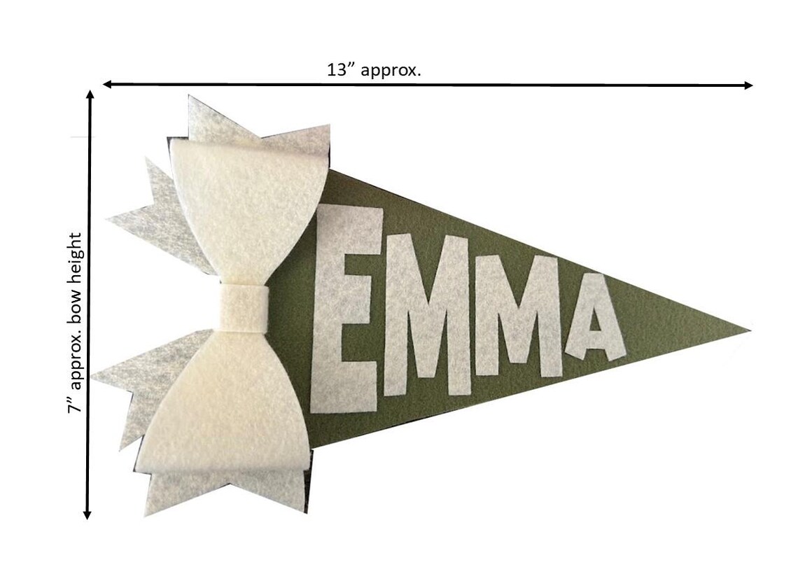 Custom Bow Pennant, Personalized Dorm Decor, Roommate, Door Sign, Grad ...