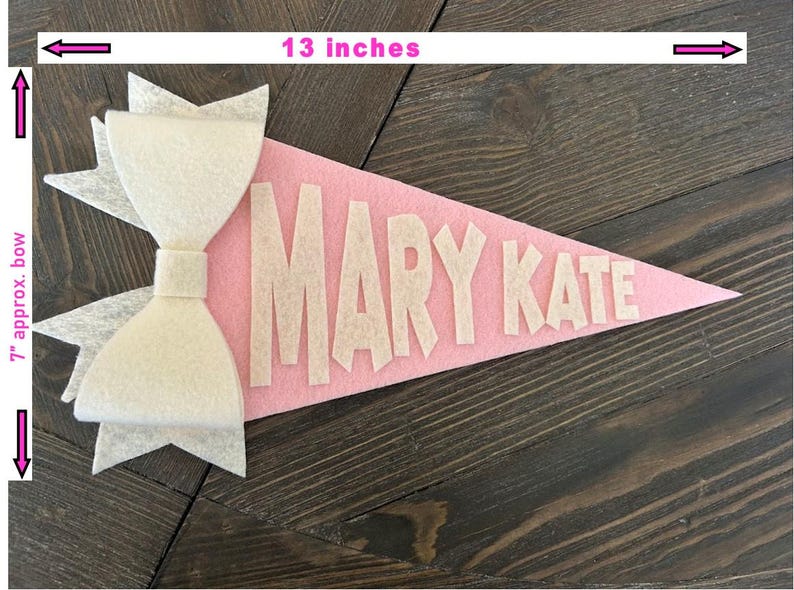 Custom Bow Pennant, Personalized Dorm Decor, Roommate, Door Sign, Grad ...