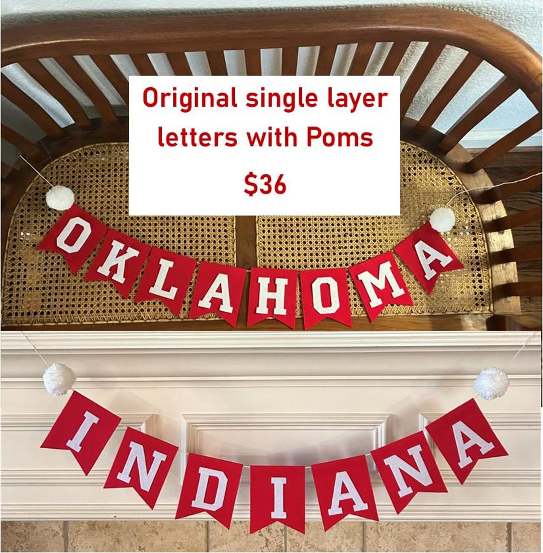 Oklahoma, Indiana, Georgia, Alabama, Tennessee Bound Custom State Felt ...