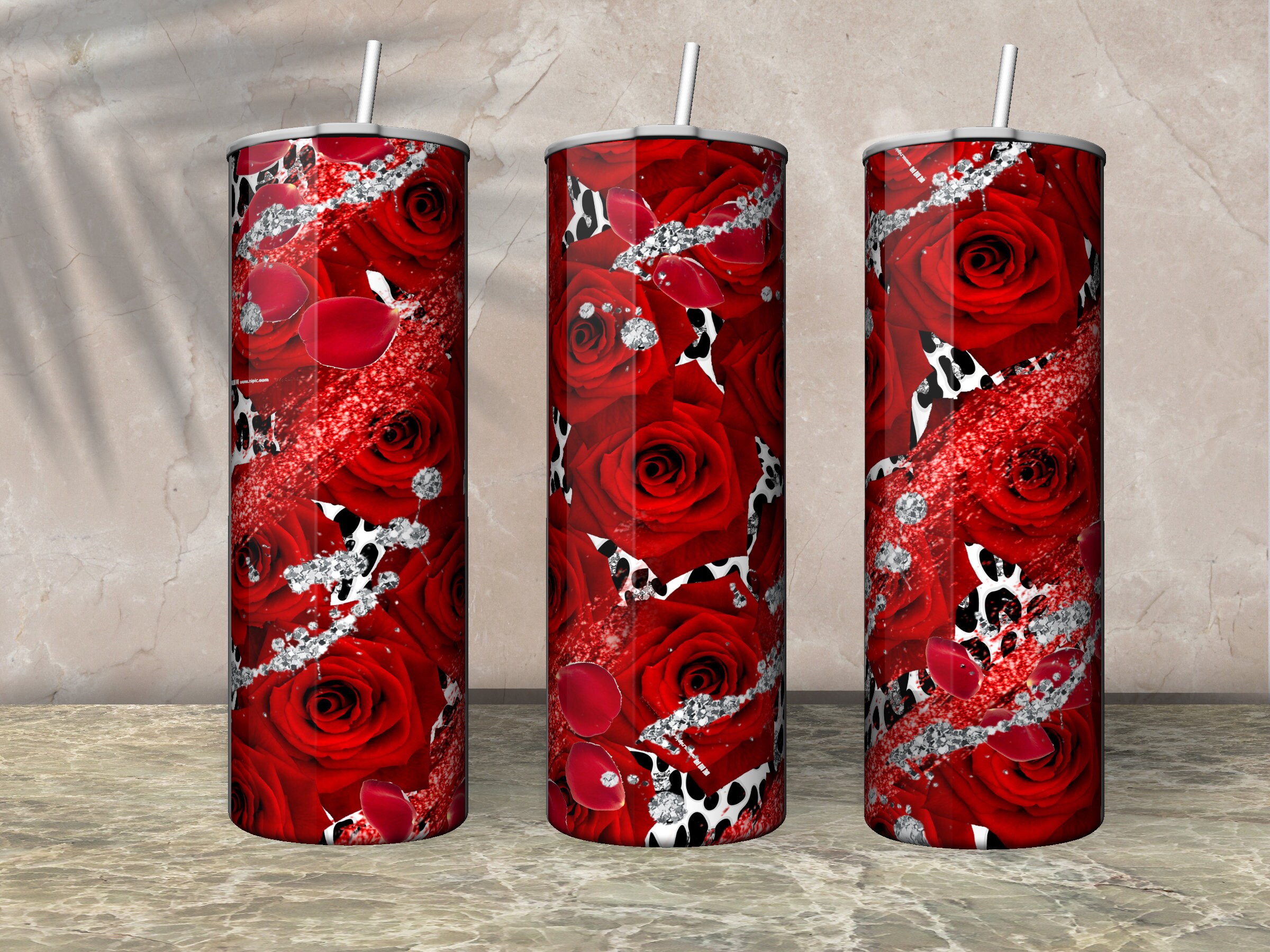 Red Roses Tumbler Design Red Flowers Tumbler Wrap Floral Tumbler ...