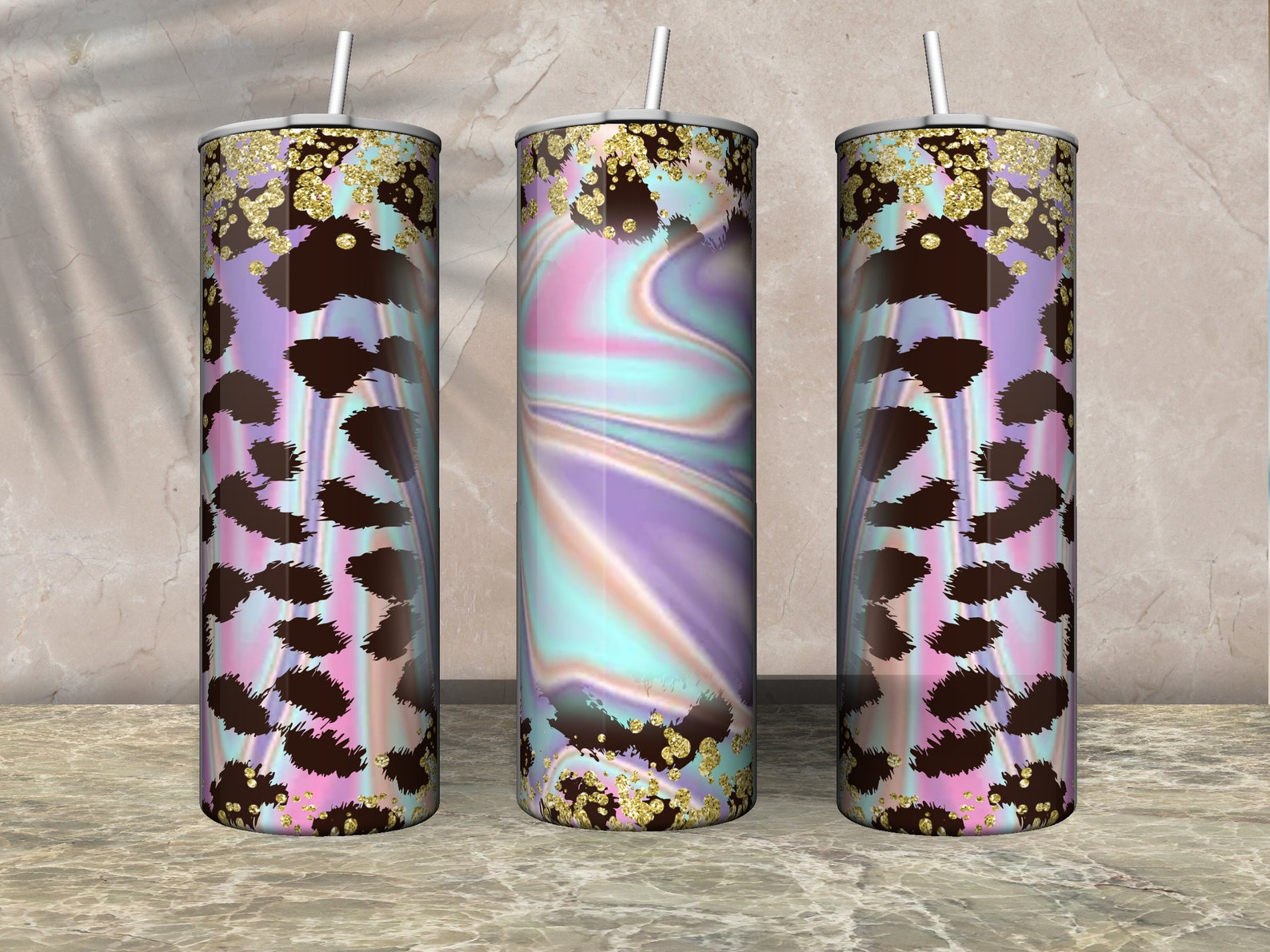 Rainbow Leopard Print Bleach Stain Add Your Text Wrap Custom - Etsy