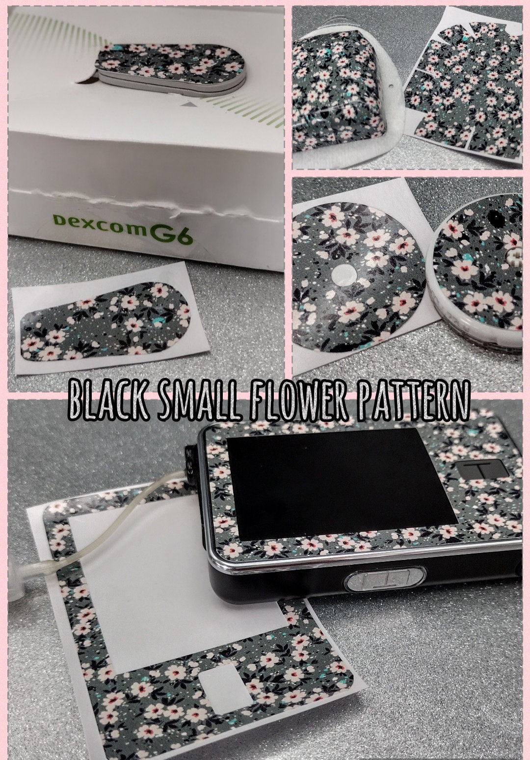 Black Small Flower Patch Pattern - Etsy