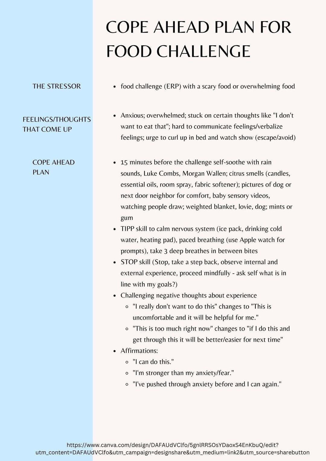 Cope Ahead Plan, Eating Disorder Recovery, Coping Skills, Mental Health ...