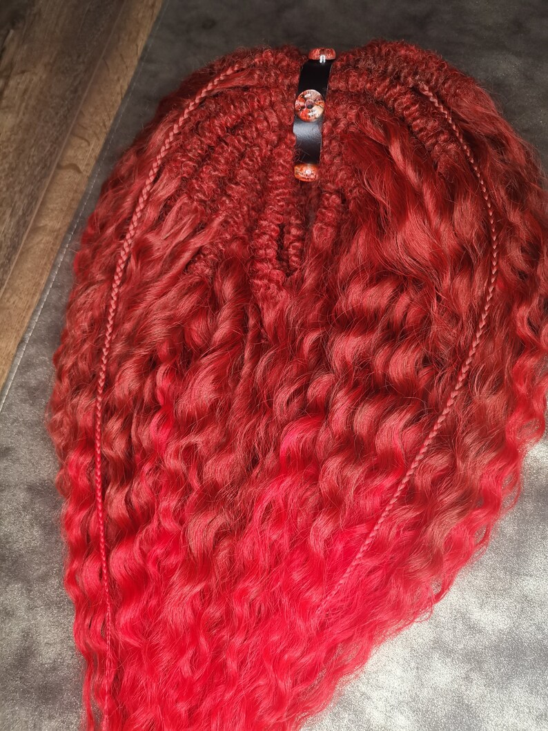 Push-up Dreads Curls Ruby Red Ombre Red High Volume Dreadlocks/light ...