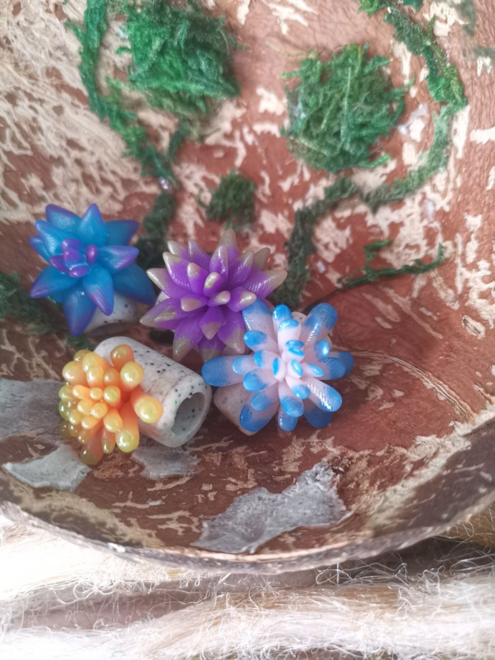 Succulent Beads for Dreadlocks / Colorful Plants for Braids - Etsy