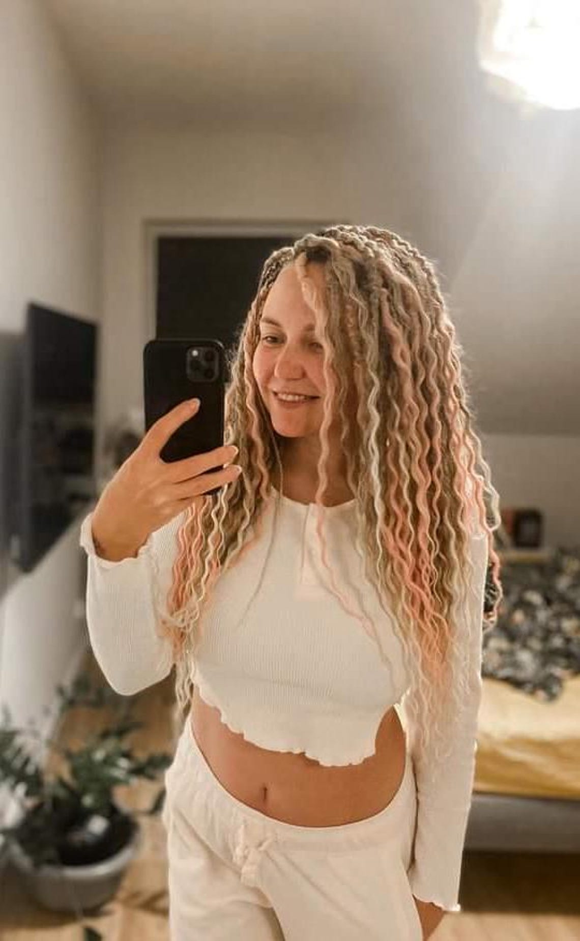 Curls High Volume, Curl Dreadlock Mix of Light Blonde Ombre and Pink ...