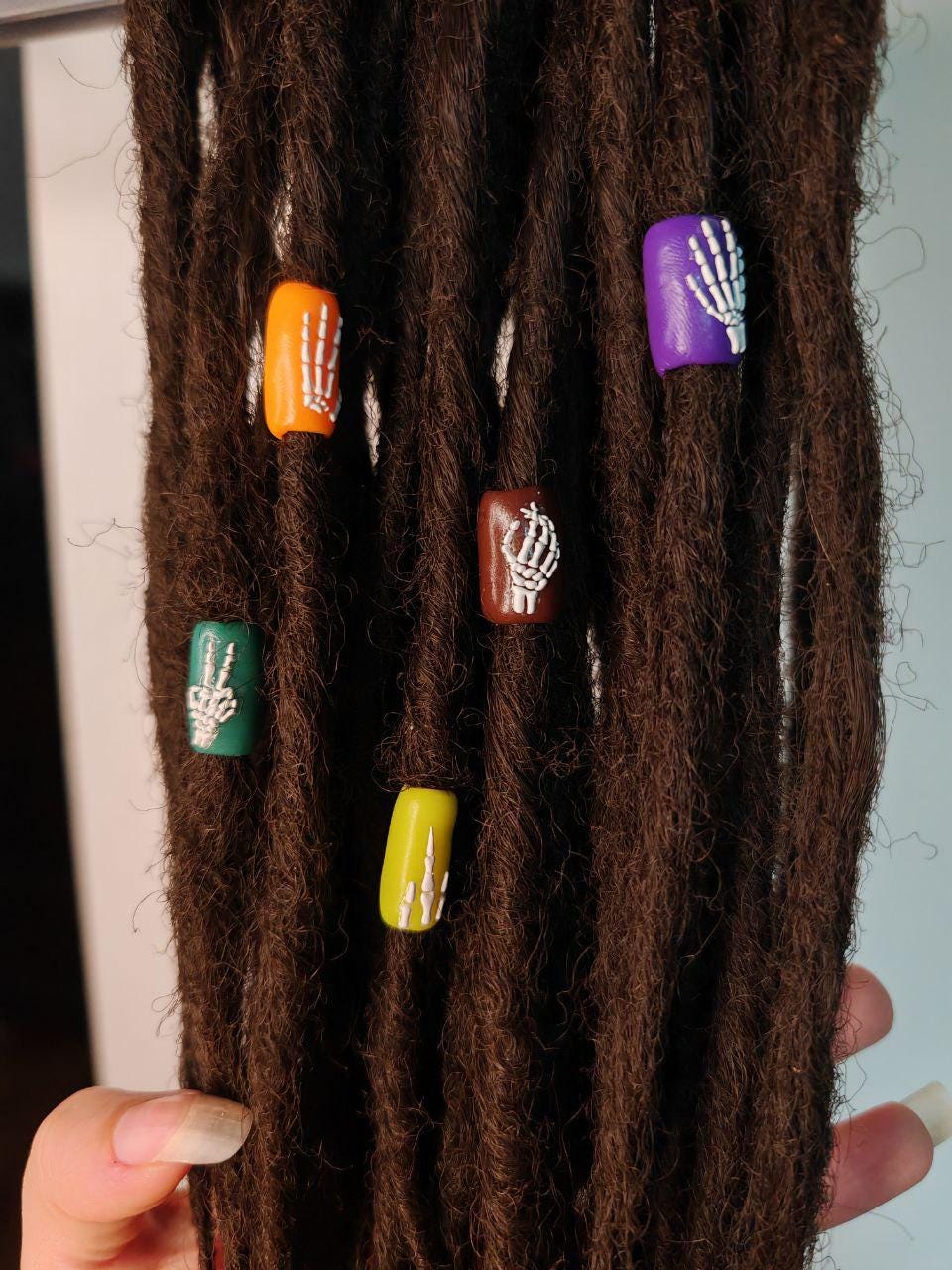 Set Skeleton Hand Dread Beads. Bones Decoration for Dreadlocks and ...