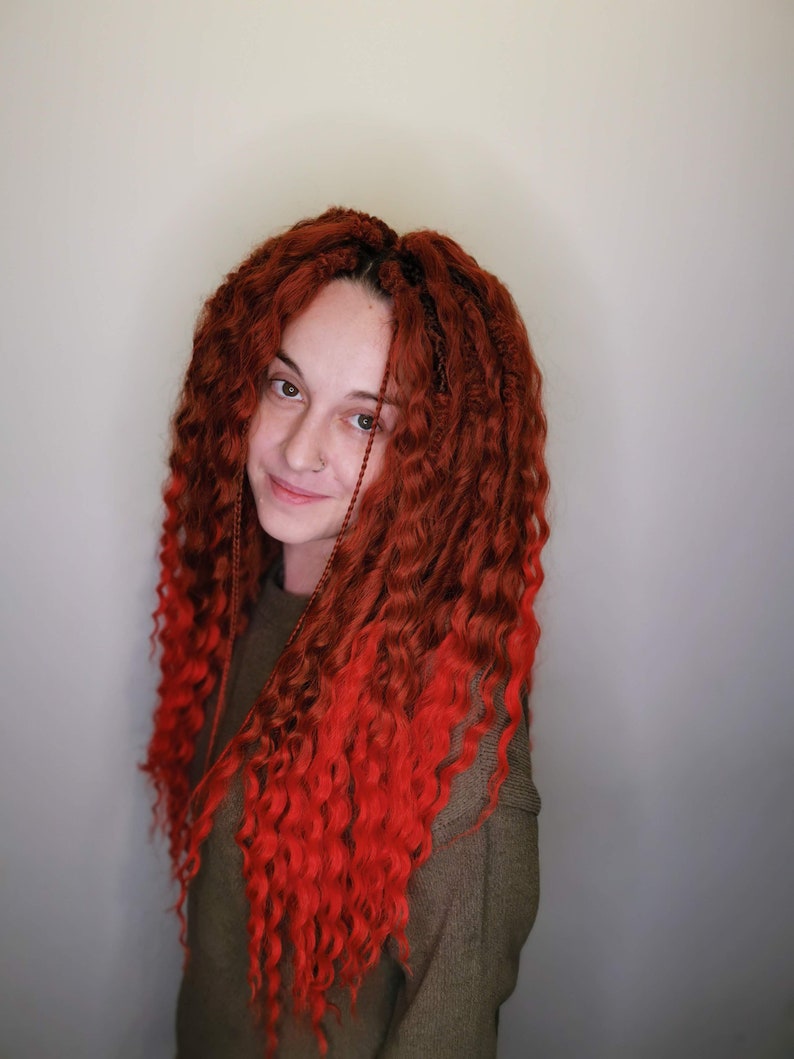 Push-up Dreads Curls Ruby Red Ombre Red High Volume Dreadlocks/light ...