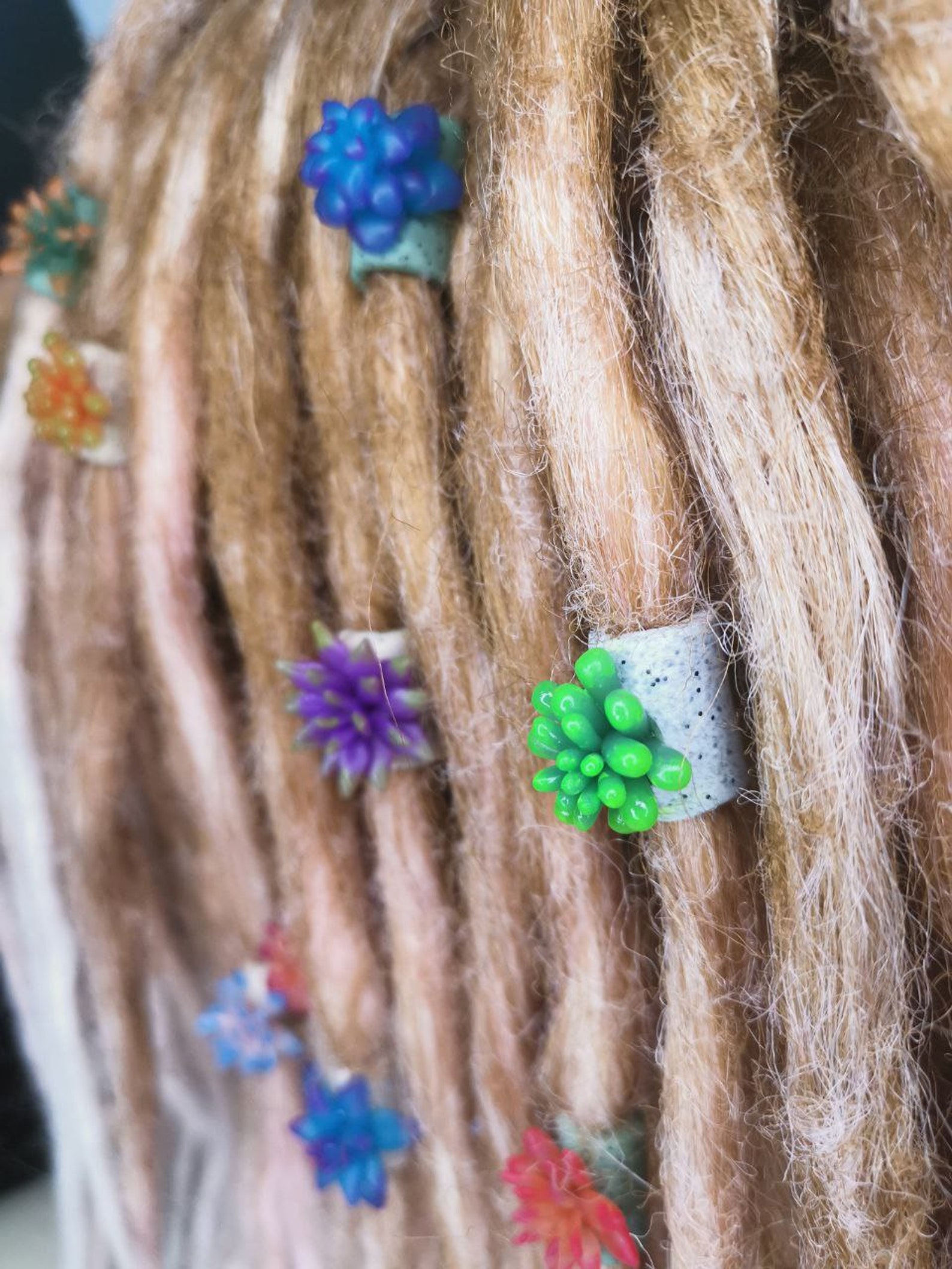 Succulent Beads for Dreadlocks / Colorful Plants for Braids - Etsy