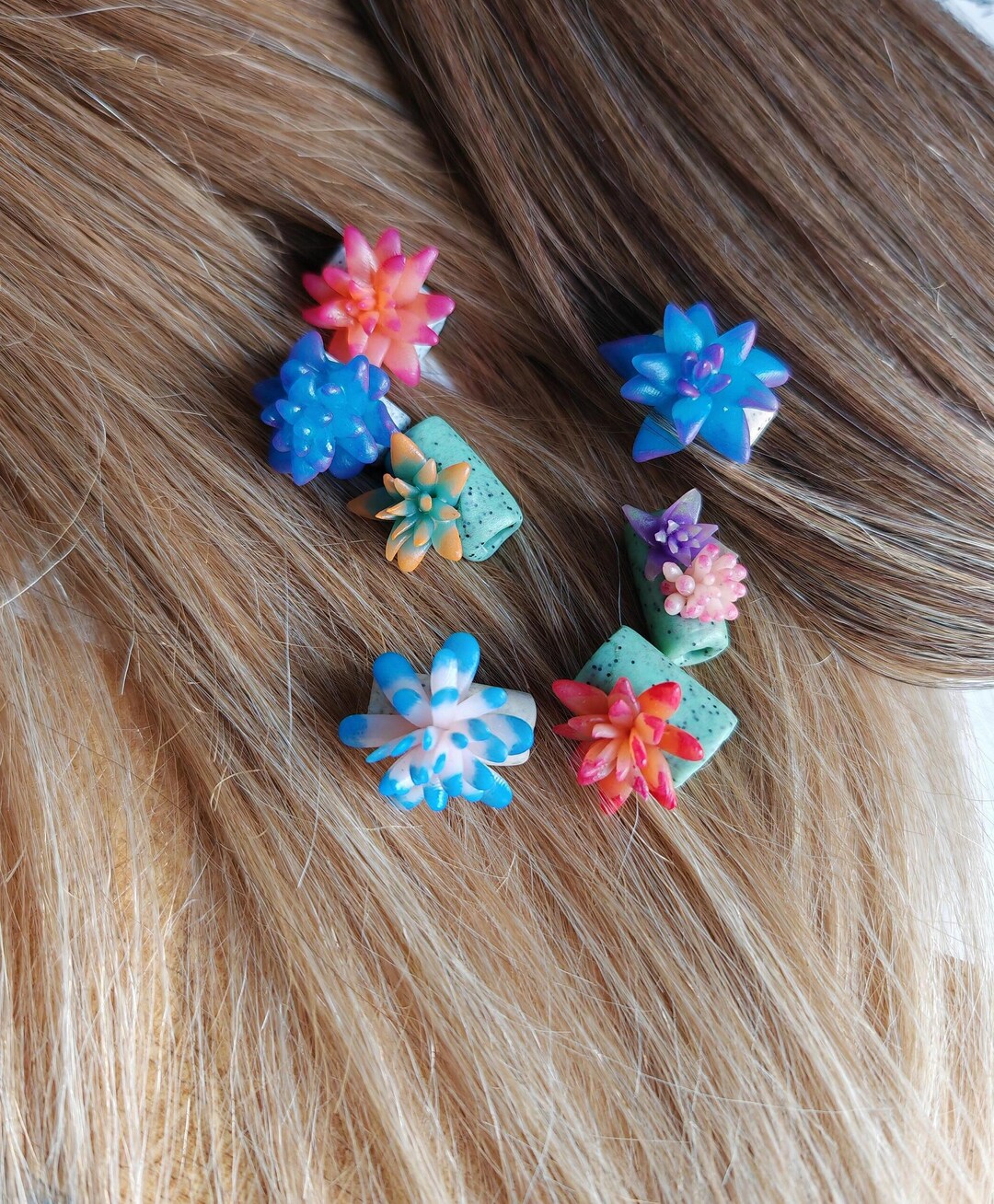 Succulent Beads for Dreadlocks / Colorful Plants for Braids, Dreadlocks ...