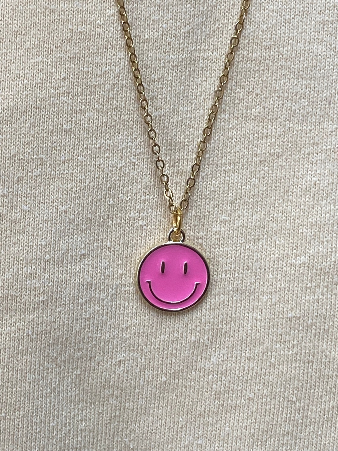 Smiley Face Necklace With Gold Rope Chain : - Etsy