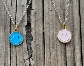 Smiley Face Necklace With Gold Rope Chain : | Etsy