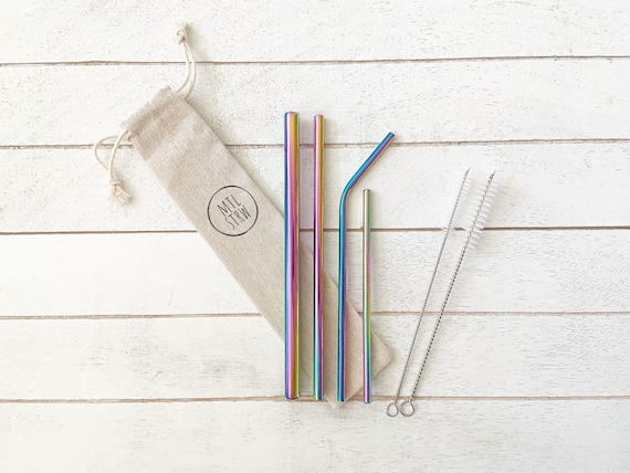 The Mega Bundle: 4 Metal Straws smoothie Straight Bent - Etsy