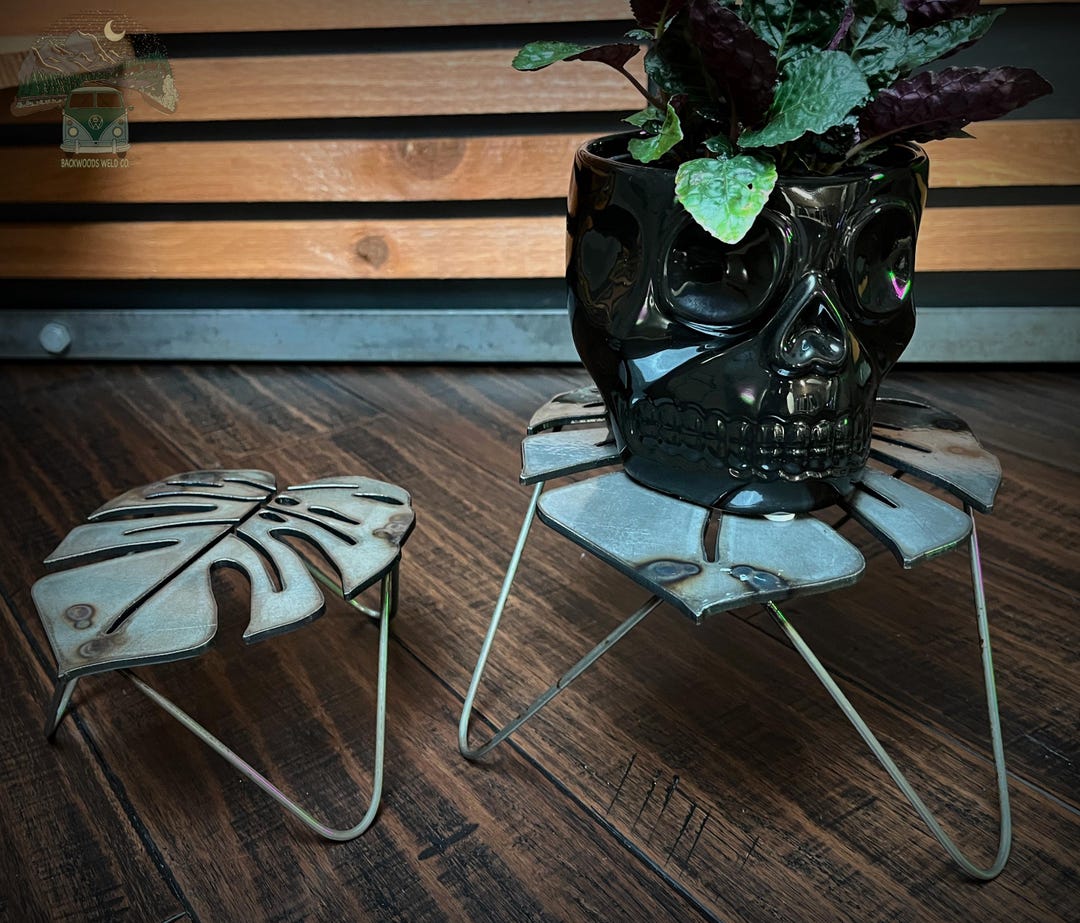 Monstera Plant Stand | Table Top | MCM Plant Decor | Steel | Powder ...