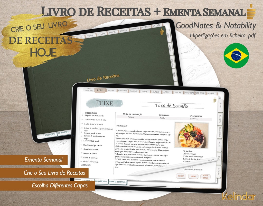 Minimalist Landscape Recipe Book in Portuguese, Brasil for Your Ipad ...