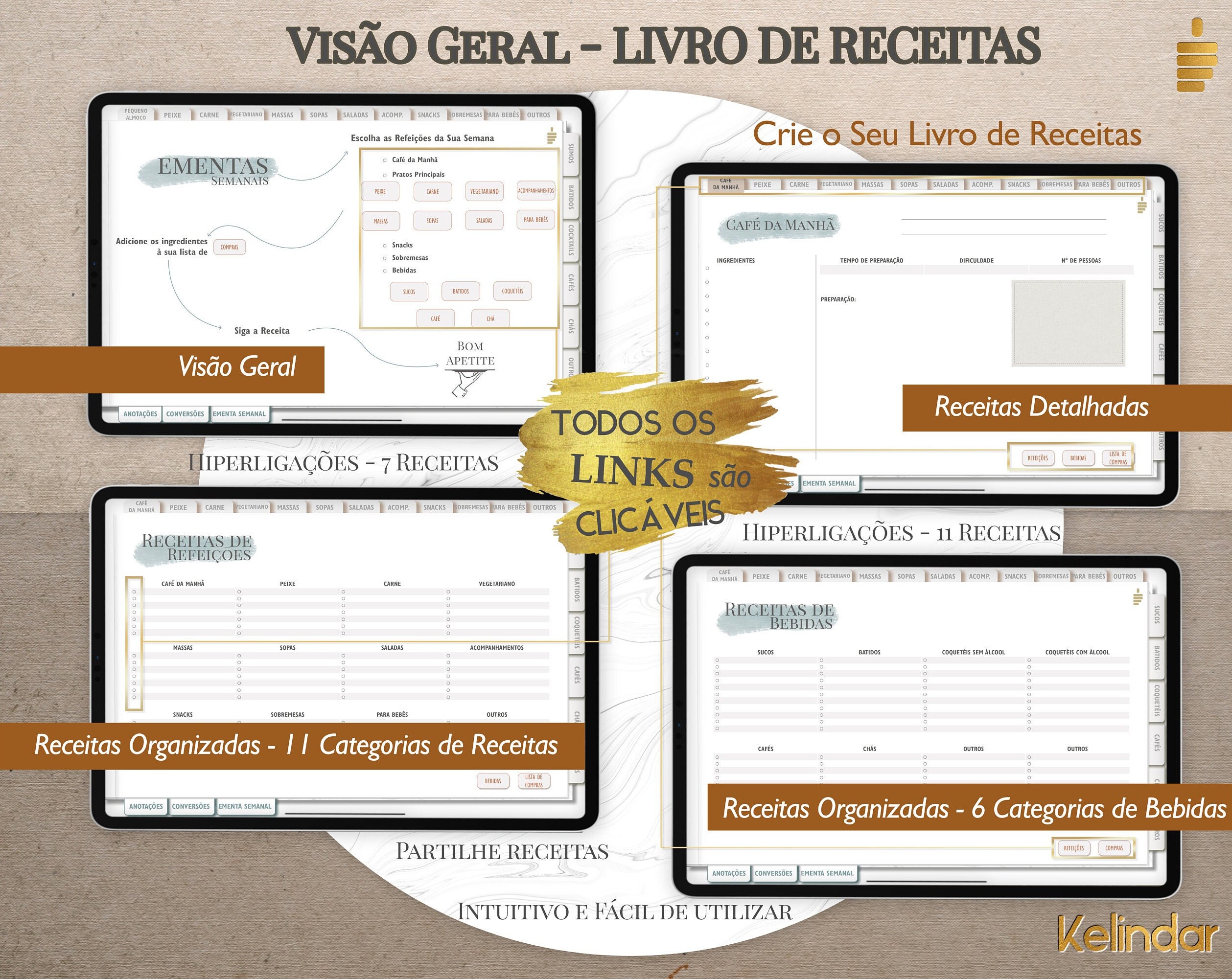 Minimalist Landscape Recipe Book in Portuguese, Brasil for Your Ipad ...