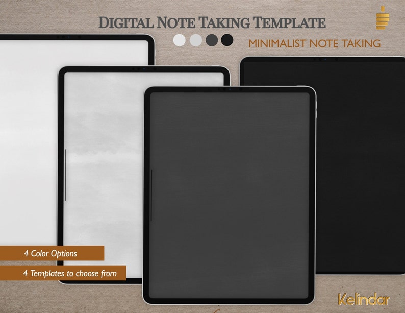 Note Taking Template Watercolor Dark Mode, iPad Goodnotes, Dots, Grid ...
