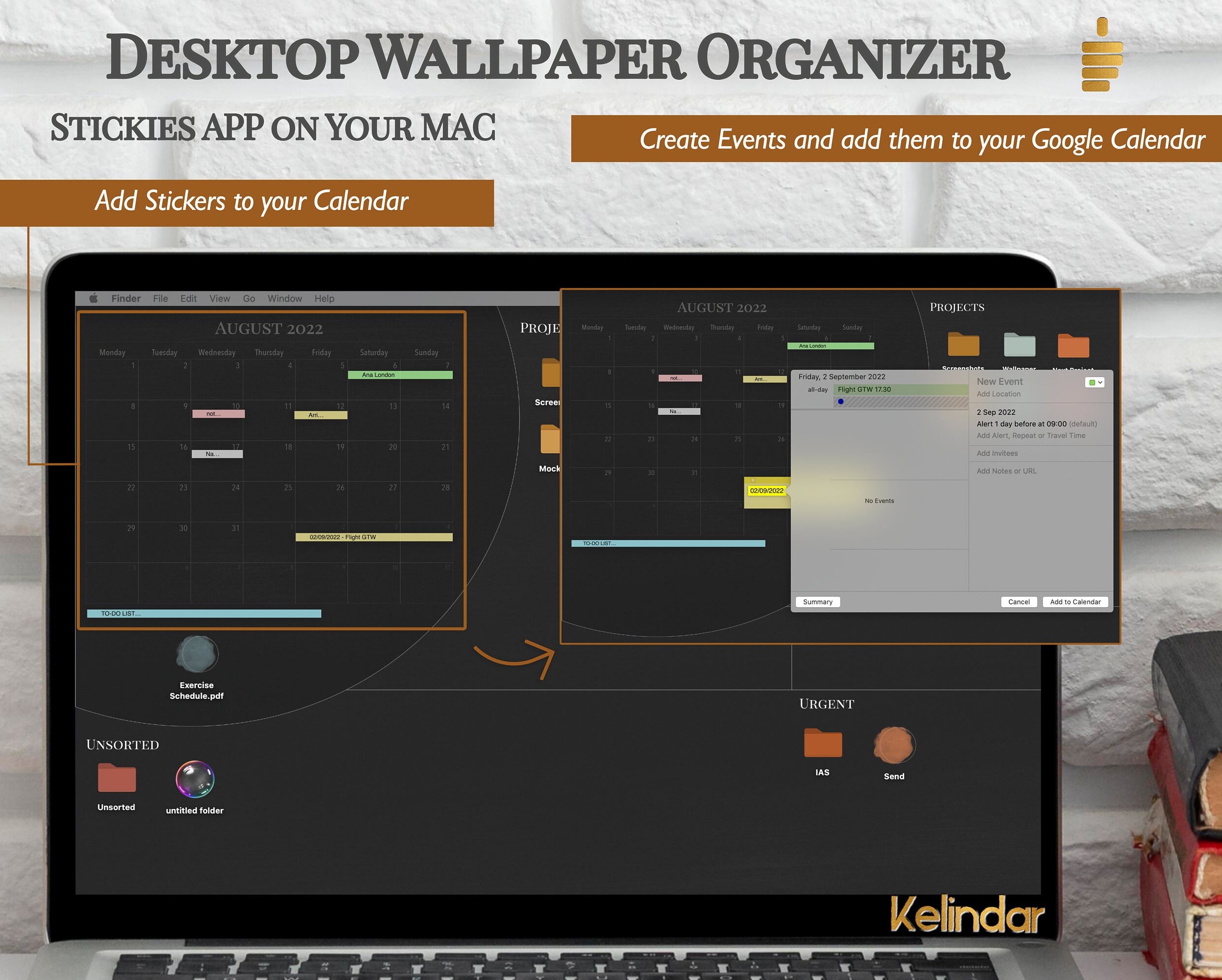 Desktop Organizer Wallpaper 2023 With Calendar Dark Laptop - Etsy