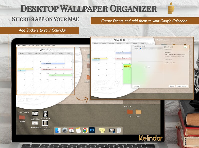 Desktop Wallpaper Organizer With Calendar 2023 for Mac and - Etsy