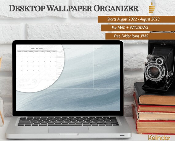 Desktop Wallpaper Organizer With Calendar for 2022-2023 Blue - Etsy