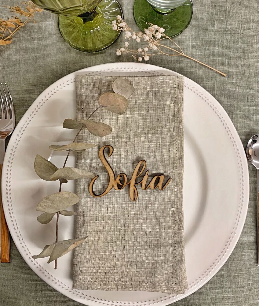 Custom Wooden Place Card, Laser Cut Wood Names. Wedding Place Names ...