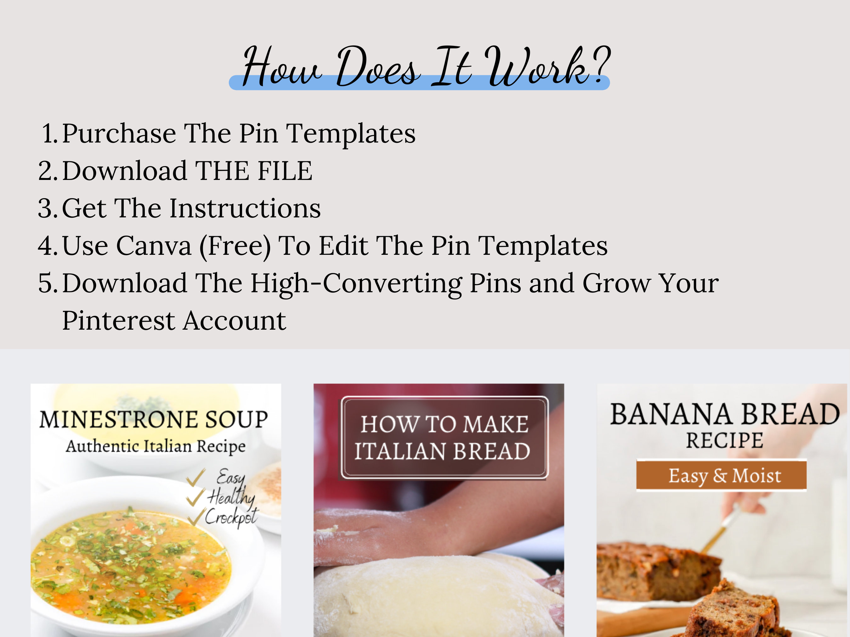 55 Food Blogger Pinterest Pin Templates for Canva - Etsy