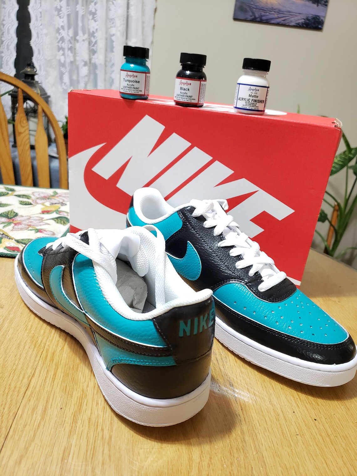 Custom Nike Court Visions turquoise Touch Size 10 - Etsy