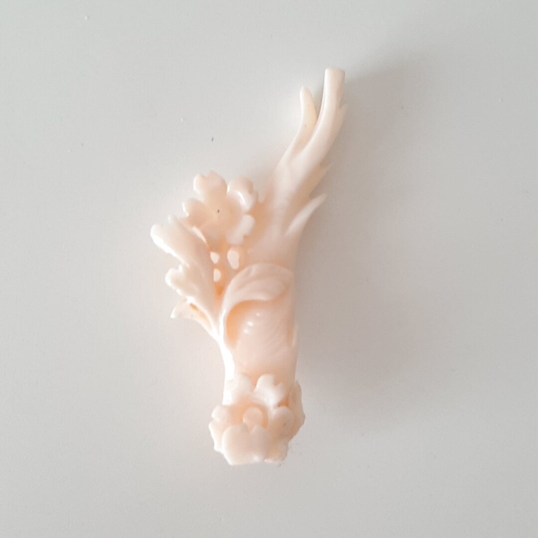 A Natural Coral Floral Cameo, 51 X 24 Mm. Angel Skin Color. - Etsy