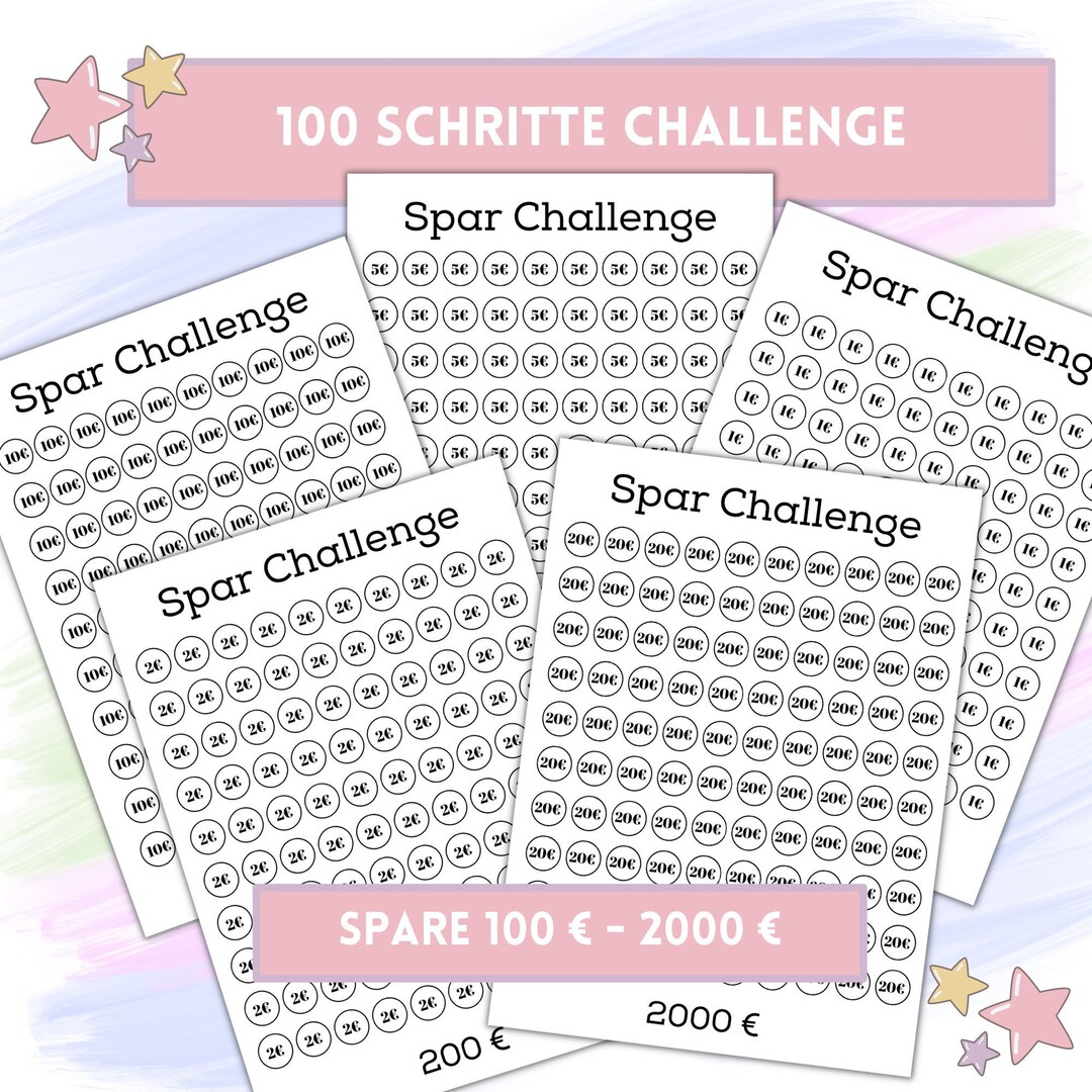 Spar Challenge Tracker100 Schritte Challenge SpardoseSpar - Etsy.de