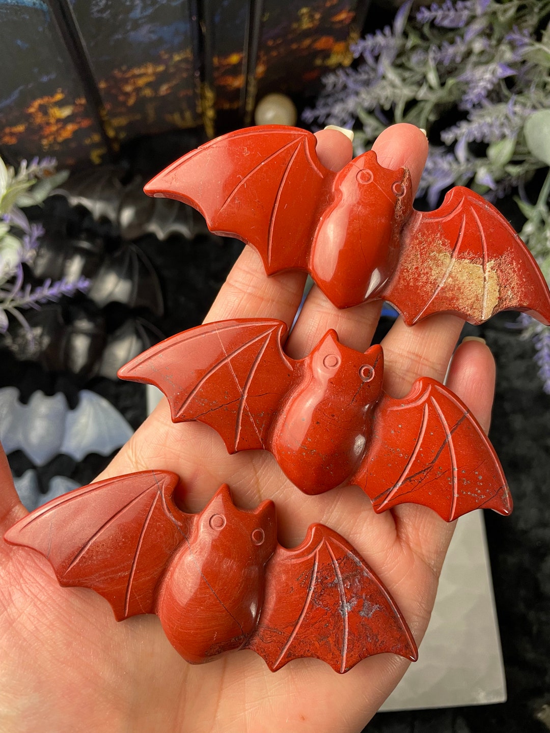 Red Jasper Bat Carvings - Etsy