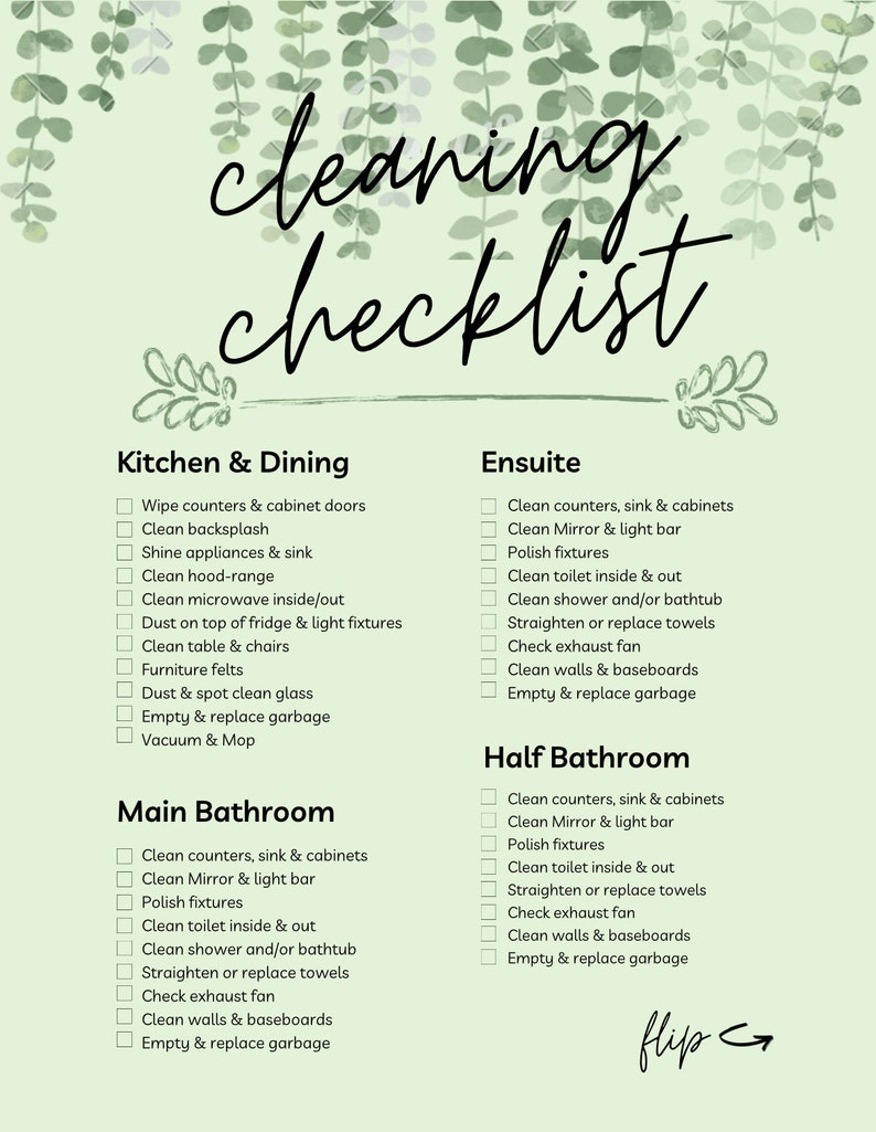 Editable Cleaning Schedule: Weekly Chores Checklist (digital PDF) - Etsy