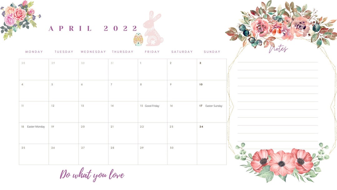 April 2022 Calendar, Printable Editable Calendar Planner With Holidays ...