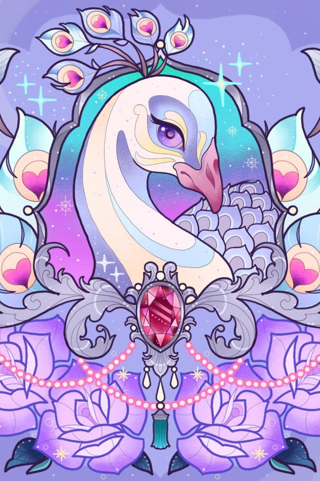 Albino Magic Rooster Peacock Art Digital Download Printable - Etsy