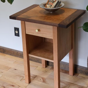 Shaker Style End Table - Solid Cherry Night Stand With Walnut Accents ...