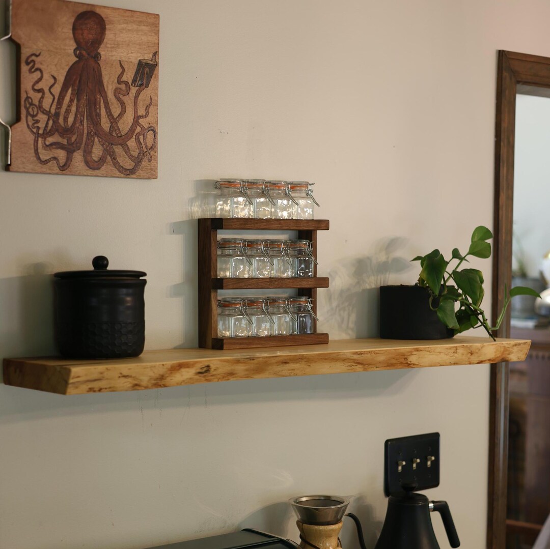 Handmade Spice Rack includes 12 Glass Jars - Etsy