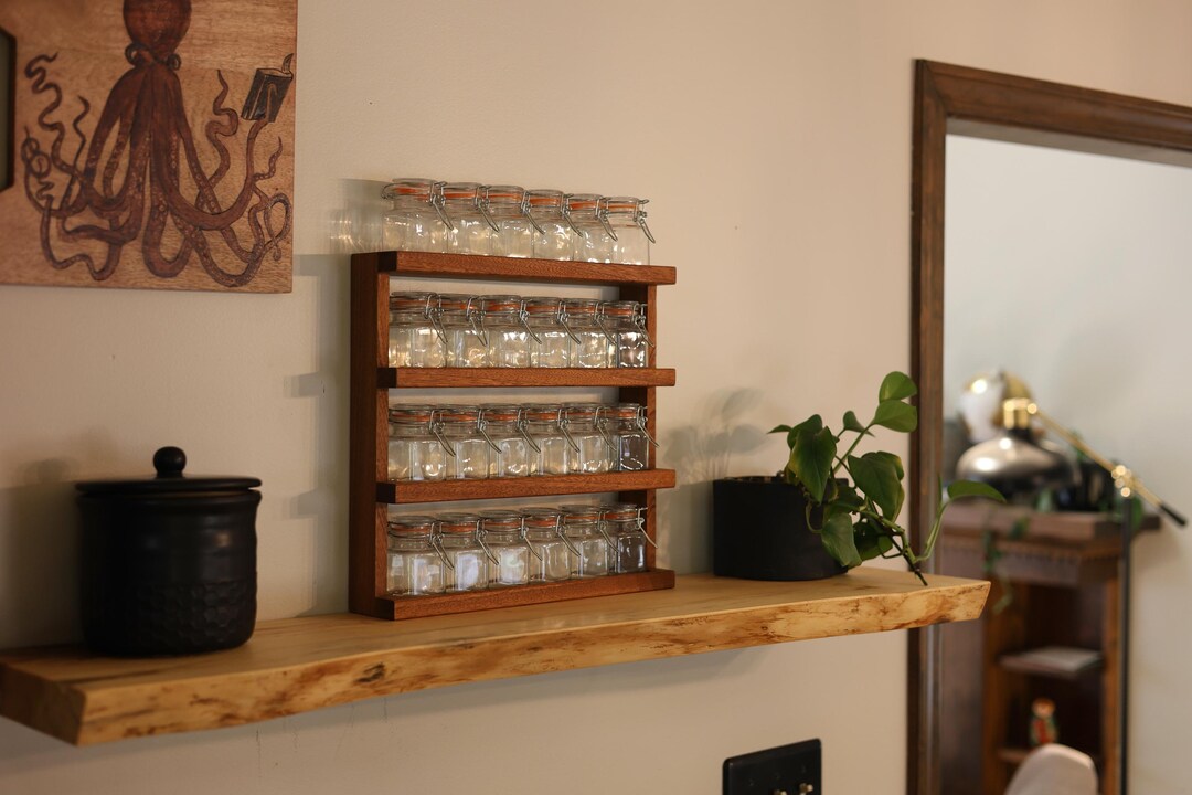 Deluxe Spice Rack includes 24 Glass Jars - Etsy
