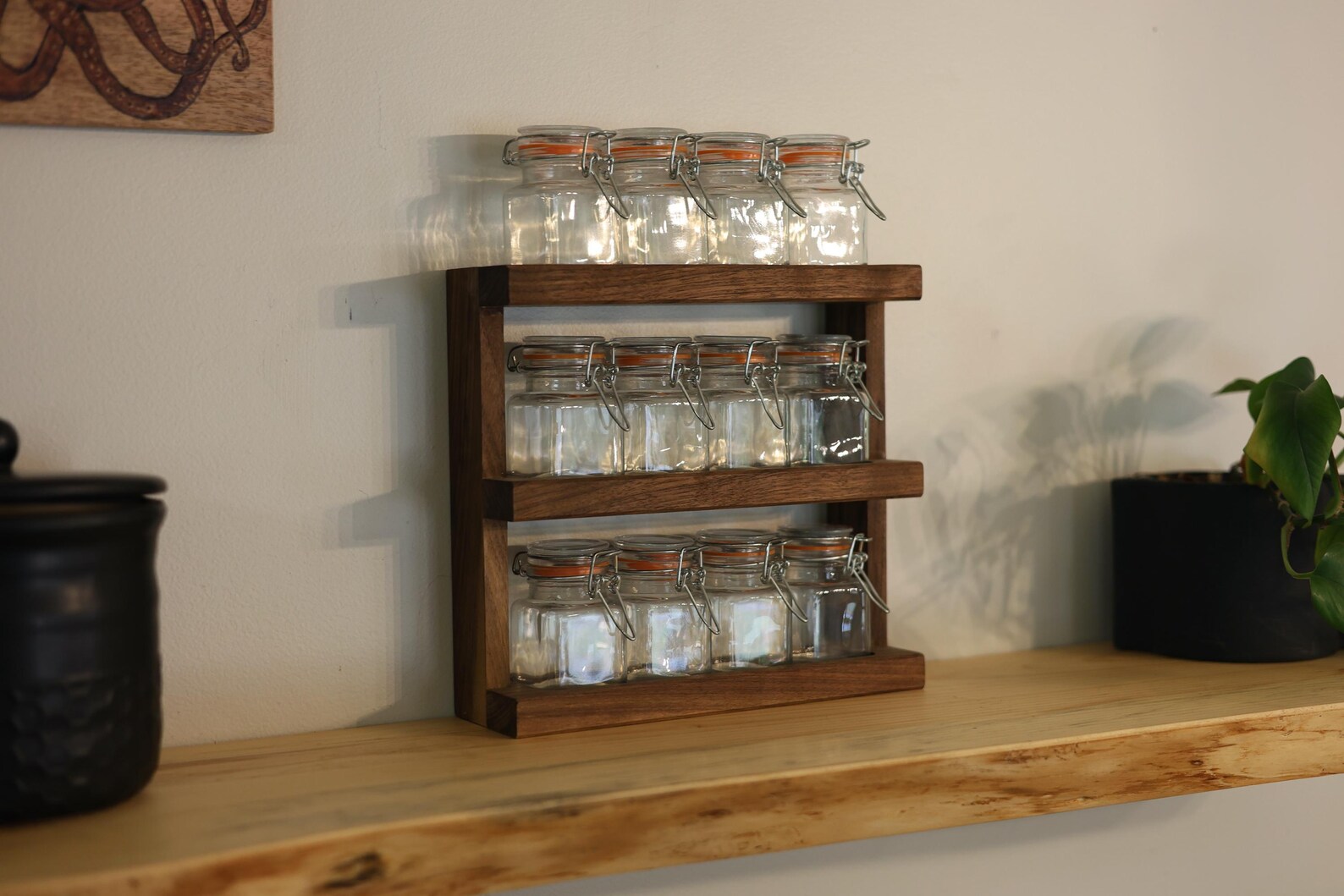 Handmade Spice Rack includes 12 Glass Jars - Etsy