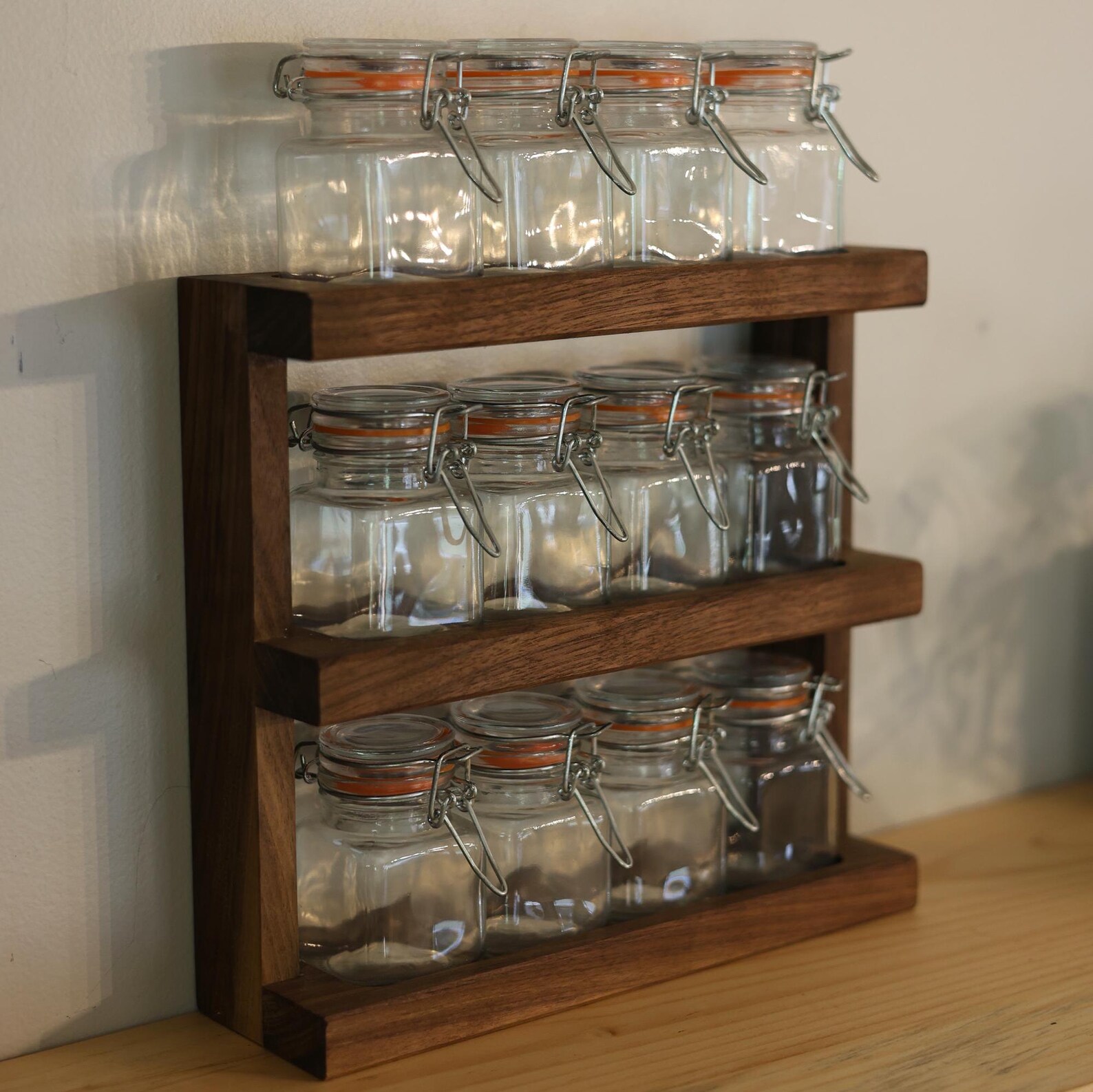 Handmade Spice Rack includes 12 Glass Jars - Etsy