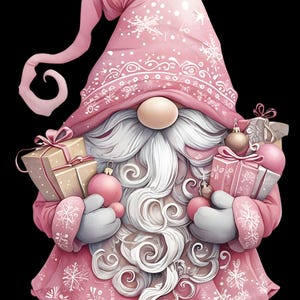 Pink Christmas Gnome Gonk Clipart Set – 9 PNG Santa Gnome Designs for ...