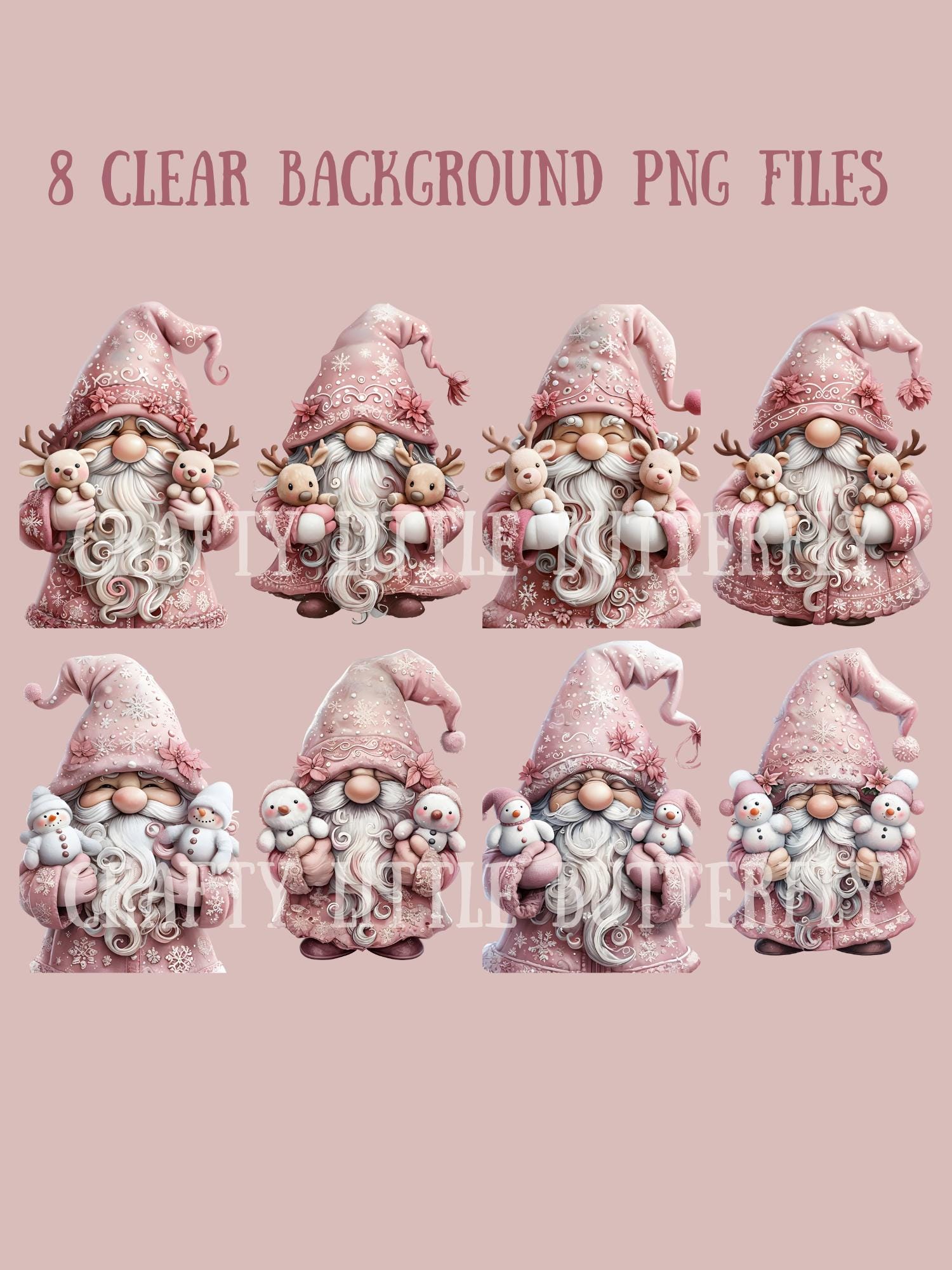 Pink Christmas Gnome Gonk Clipart Set - Includes 8 PNG Santa Gnome ...