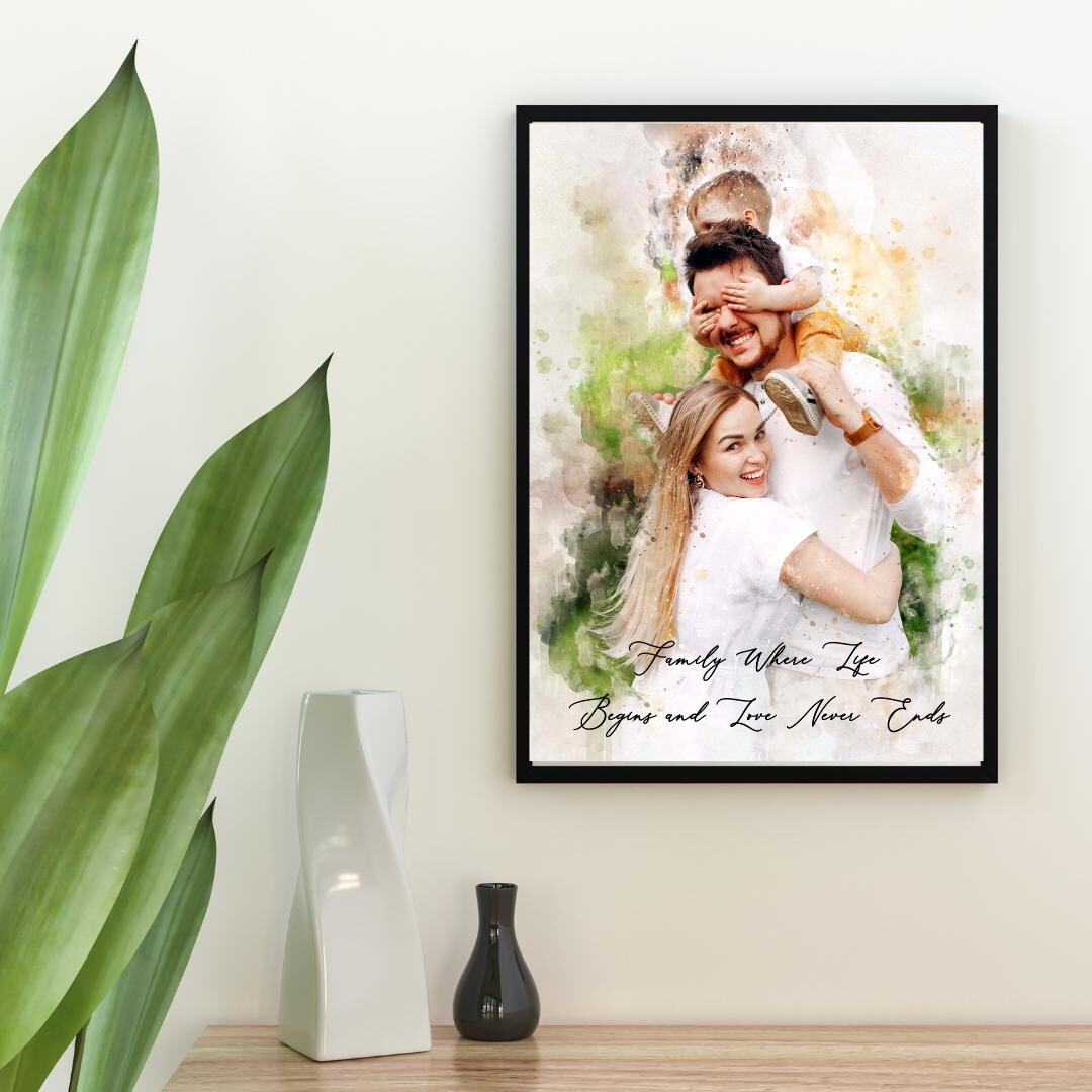 Personalized Watercolor Memorial Portrait on Canvas, Customizable ...