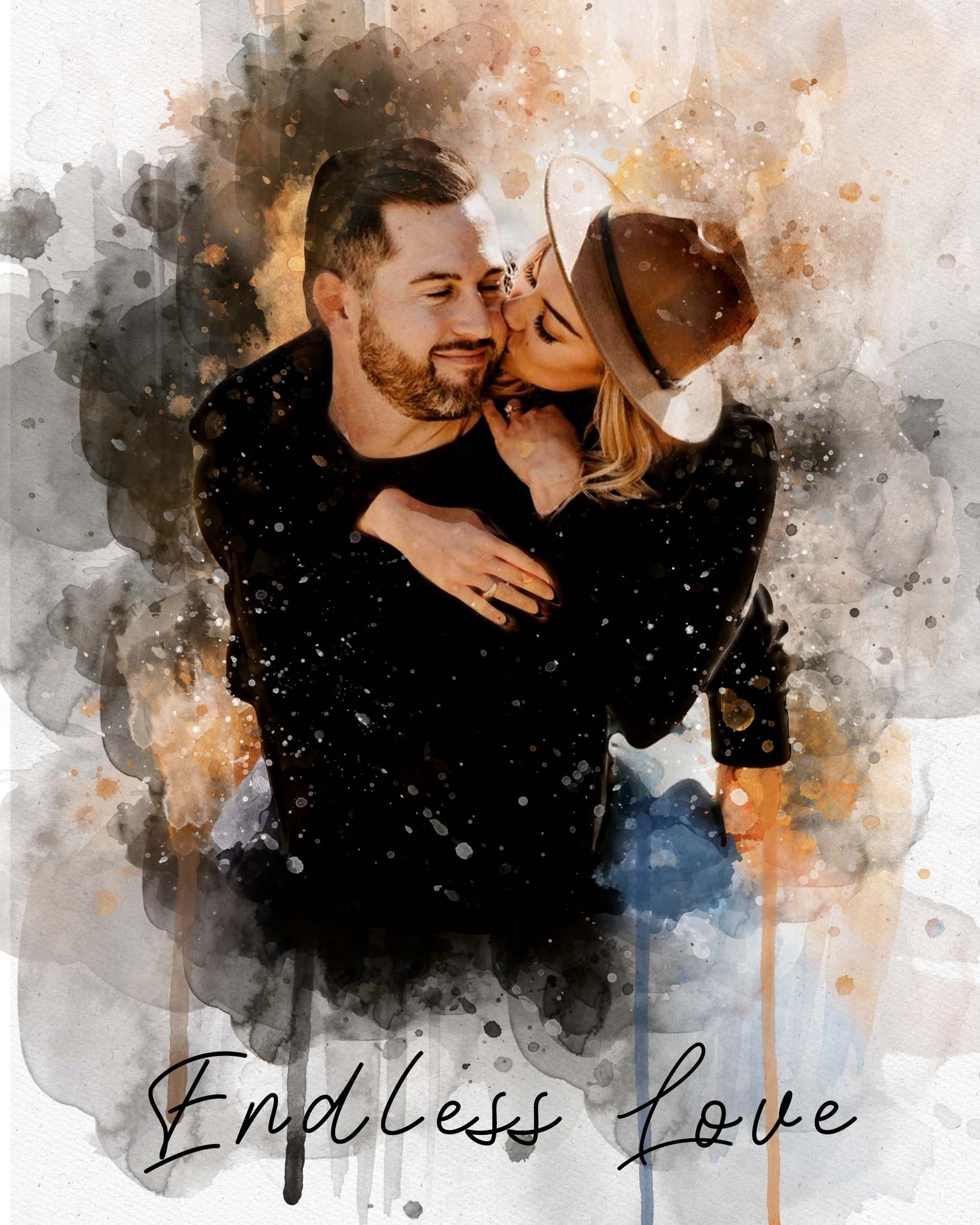 Custom Watercolor Couple Portrait First Anniversary Gift - Etsy